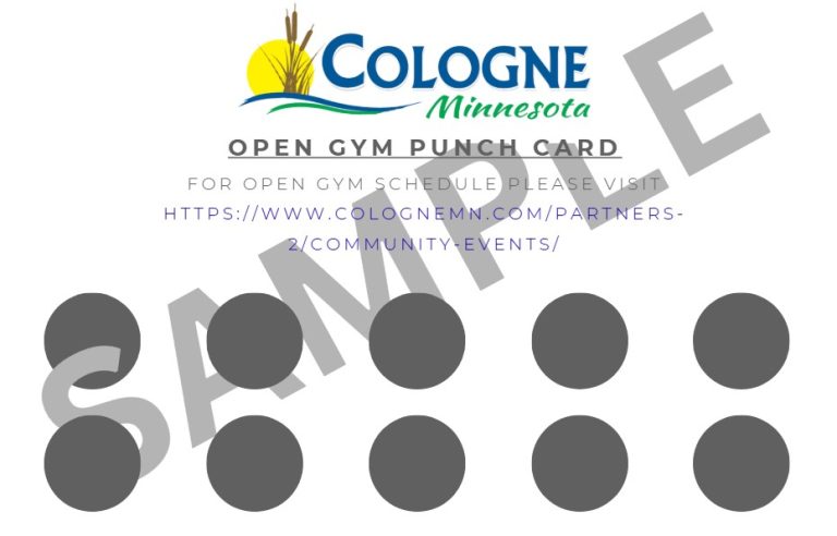 Open Gym Punch Cards – Cologne, Minnesota | A great place to Live, Work ...